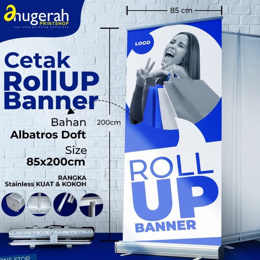 Jual Cetak Roll Up Banner Bahan Albatros Doft Size Satu Set Dengan Rangka | Shopee Indonesia