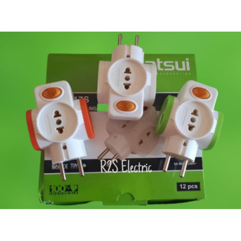 Jual [Matsui] Colokan T Arde Cabang Empat Switch On Off / Stop Kontak ...