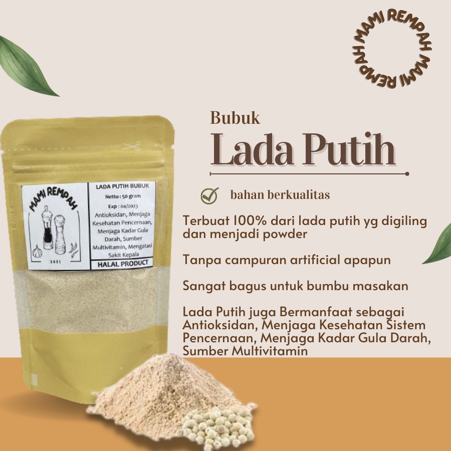Jual LADA PUTIH BUBUK / WHITE PEPPER POWDER 100 gr | Shopee Indonesia