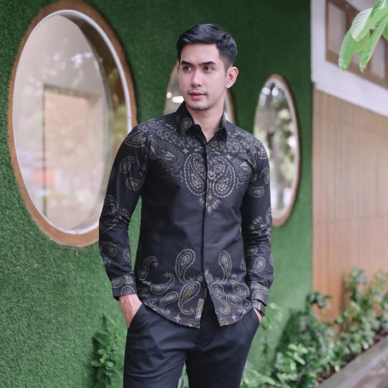 Jual Baju Kemeja Batik Cowok Lengan Panjang SLIMFIT Bahan Katun PREMIUM ...