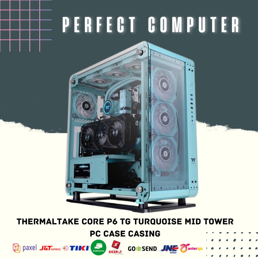 Jual THERMALTAKE CORE P6 TG TURQUOISE MID TOWER PC CASE CASING | Shopee ...