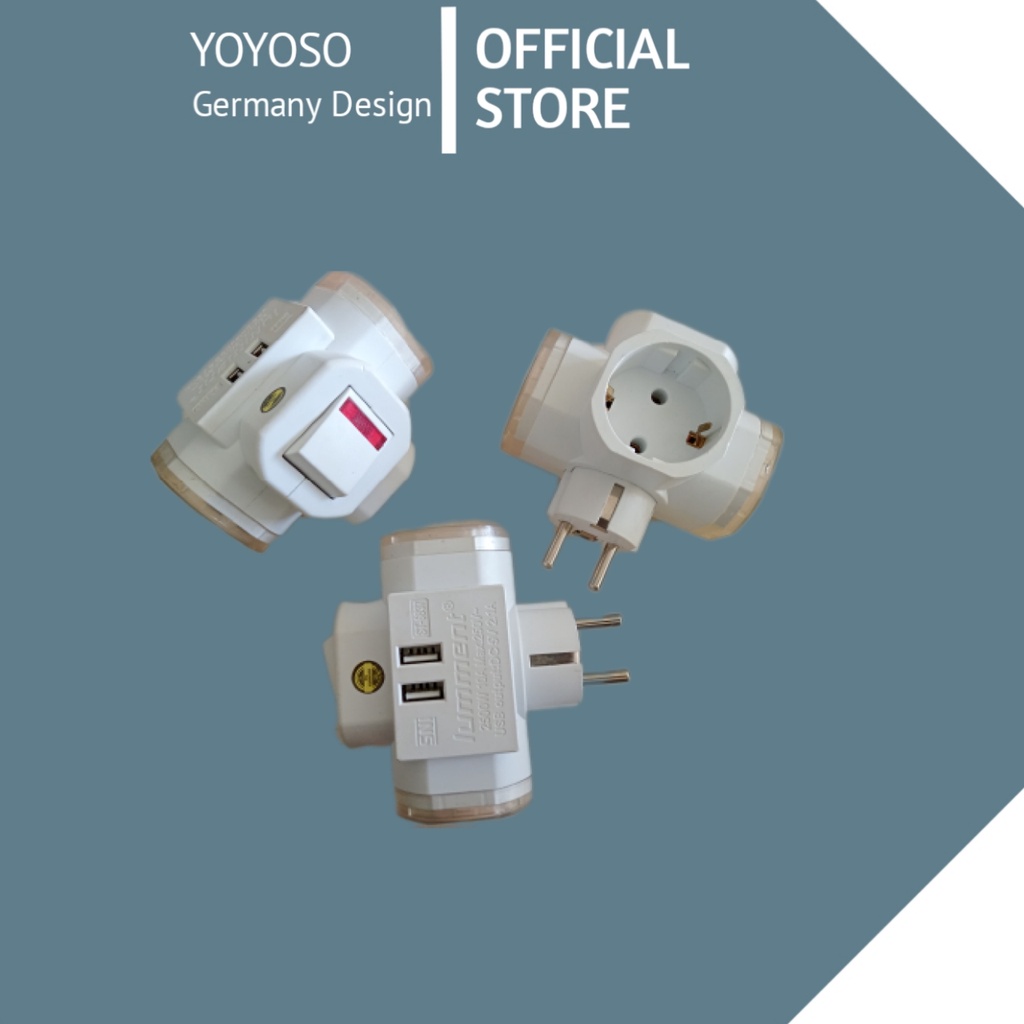 Jual Steker T Arde with 2 plug USB Steker Multifungsi Colokan Cabang ...