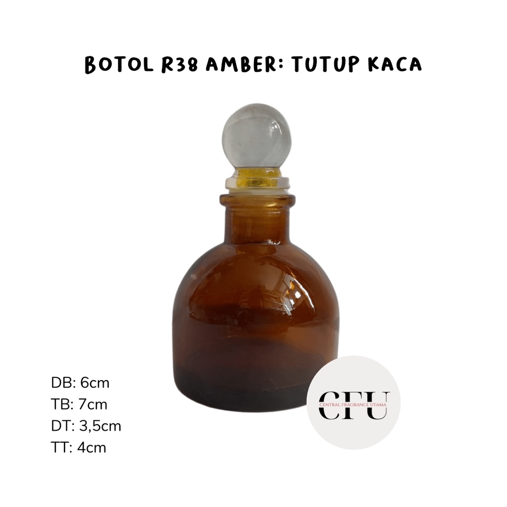 Jual Botol Diffuser Kaca Coklat Tutup Kaca dan Jamu (Kode: R38 Amber ...