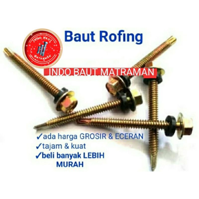 Jual skrup rofing kuning 12x50-baut atap-baut rofing kuning 5cm | Shopee Indonesia
