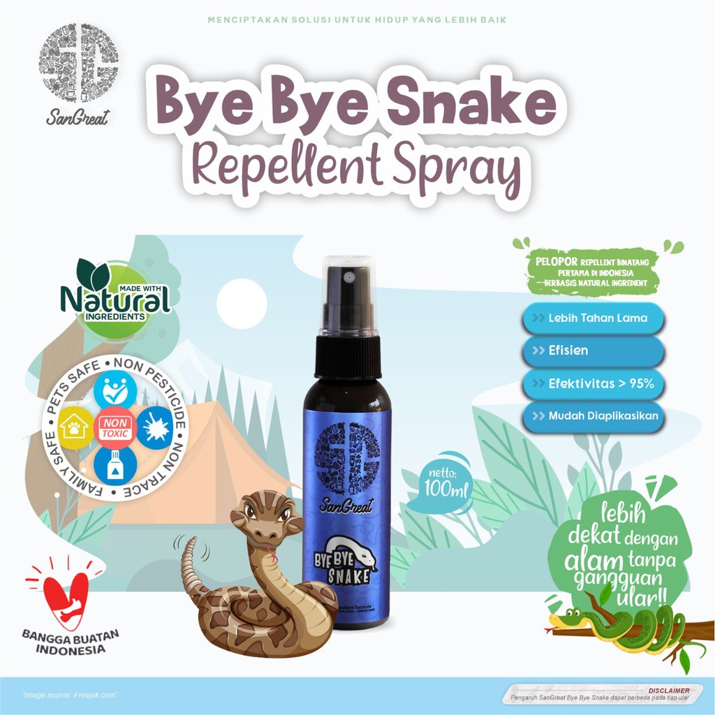 Jual 100 ml Bye Bye Snake Spray Pengusir Ular SanGreat Semprot 100% Ori ...