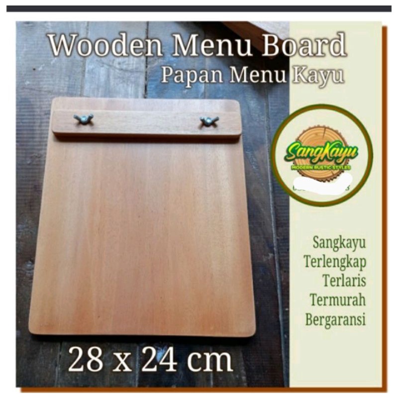 Jual Beli Menu board kayu papan menu kayu 28x24cm display menu display ...