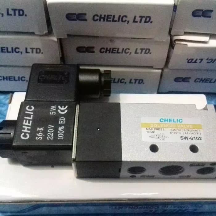 Jual Pneumatic solenoid valve sigle coil 5/2 - 1/4" CHELIC SV6102 /SW6102 | Shopee Indonesia