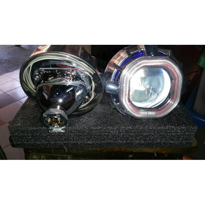 Jual Proyektor angel eyes 2 warna merah dan biru.. bohlam h7 | Shopee ...