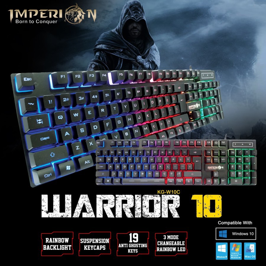 Jual KEYBOARD GAMING IMPERION WARRIOR 10 SEMI MECHANICAL | Shopee Indonesia
