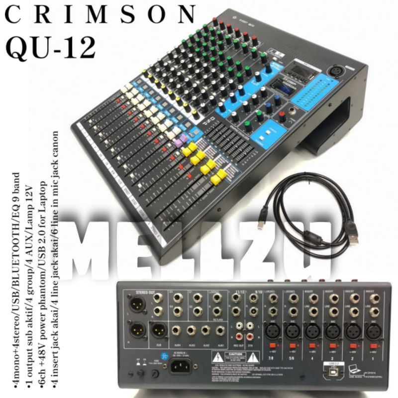 Jual Mixer Crimson QU 12 Original 12 Channel Bluetooth - USB Soundcard | Shopee Indonesia