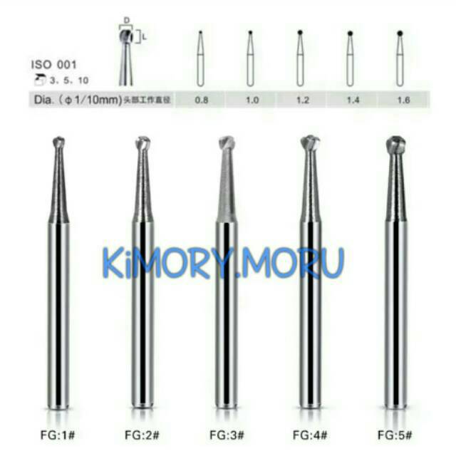 Jual dental carbide bur round bulat highspeed / dental bur / bor gigi ...
