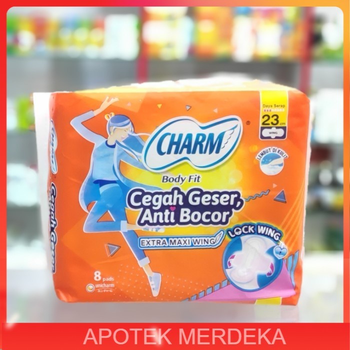 Jual pembalut charm body fit extra maxi 23cm isi 7 pembalut charm 23 cm ...