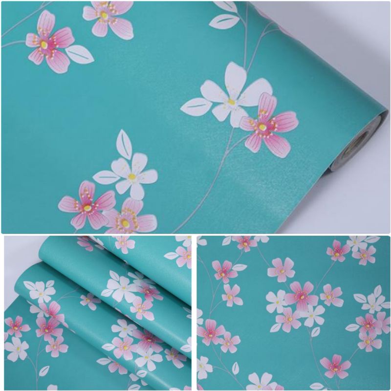 Jual Wallpaper Dinding Stiker Motif Biru Bunga Minimalis | Shopee Indonesia
