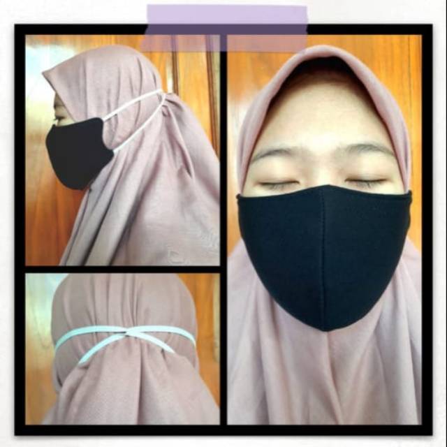 Jual Masker Kain Hijab (Hitam) | Shopee Indonesia