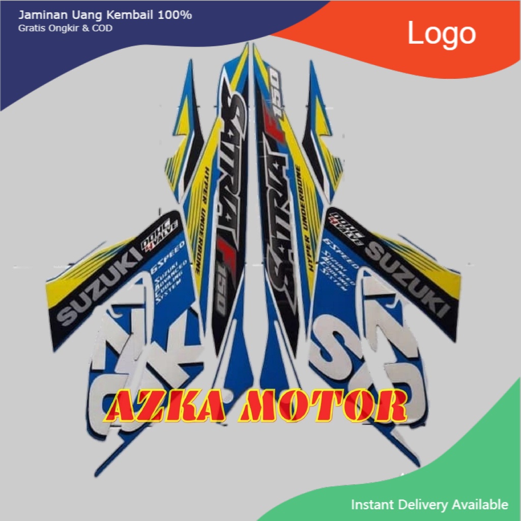 Jual Sticker Striping suzuki Satria F 150 2015 biru kuning / striping ...