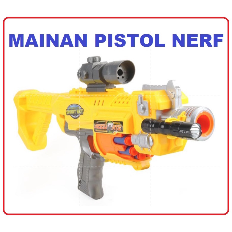 Jual MAINAN ANAK NERF GUN ANAK ADA LAMPU LED SENTER / SOFT BULLET SHOT ...