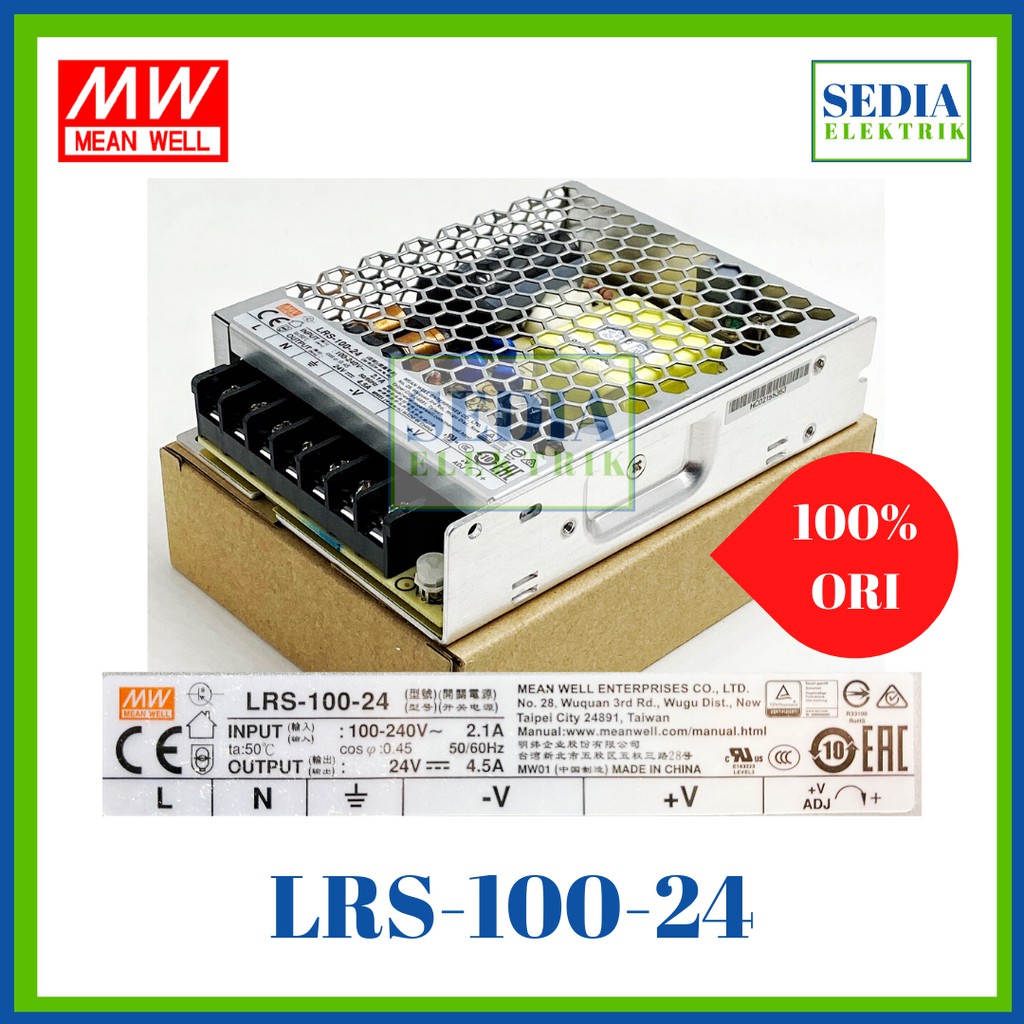 Jual POWER SUPPLY MEAN WELL LRS-100-24 LRS 100 24 LRS100 24 LRS10024 ...