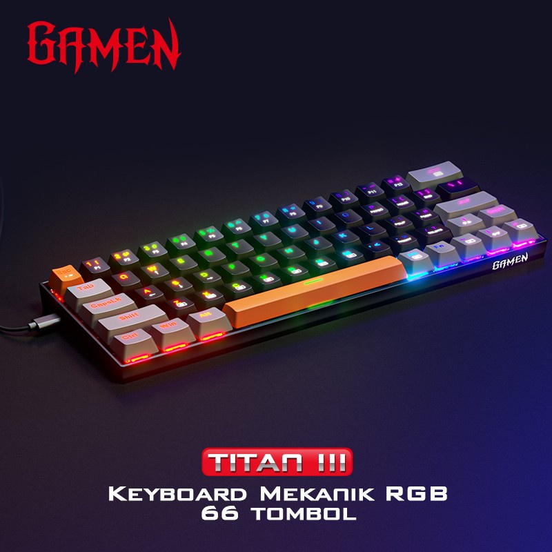 Jual GAMEN Titan III Mechanical Switch Blue Gaming Keyboard Wired RGB ...
