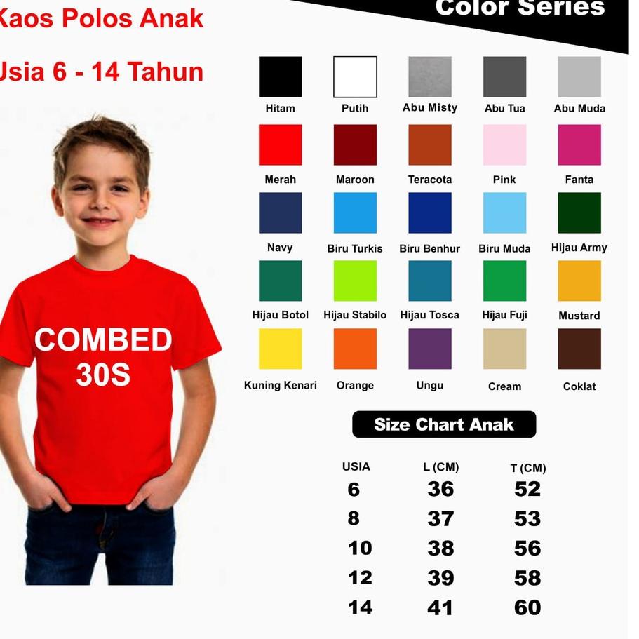 Jual Trend - KAOS POLOS ANAK LENGAN PENDEK COTTON COMBED 30S | Shopee Indonesia