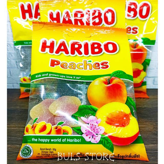 Jual HARIBO Peaches Permen Jelly Gummy Candy 80g | Shopee Indonesia