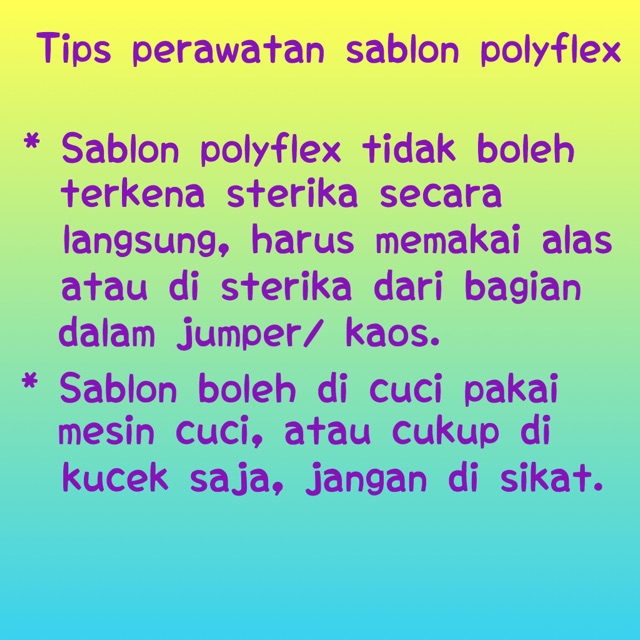 Jual Tips perawatan Sablon Polyflex | Shopee Indonesia