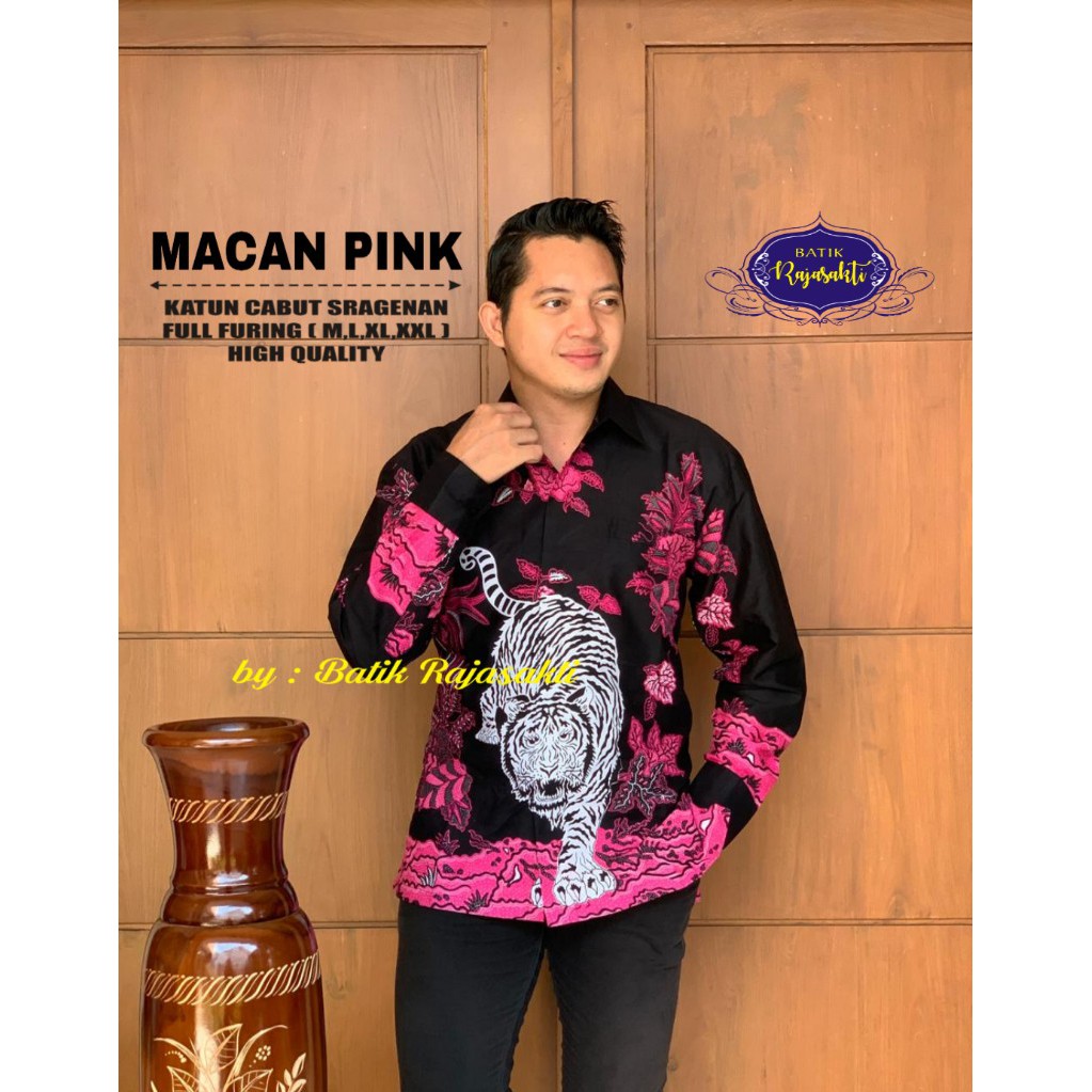 Jual Batik Pria MACAN PINK Kemeja Full Furing Bahan Katun Sragenan ...