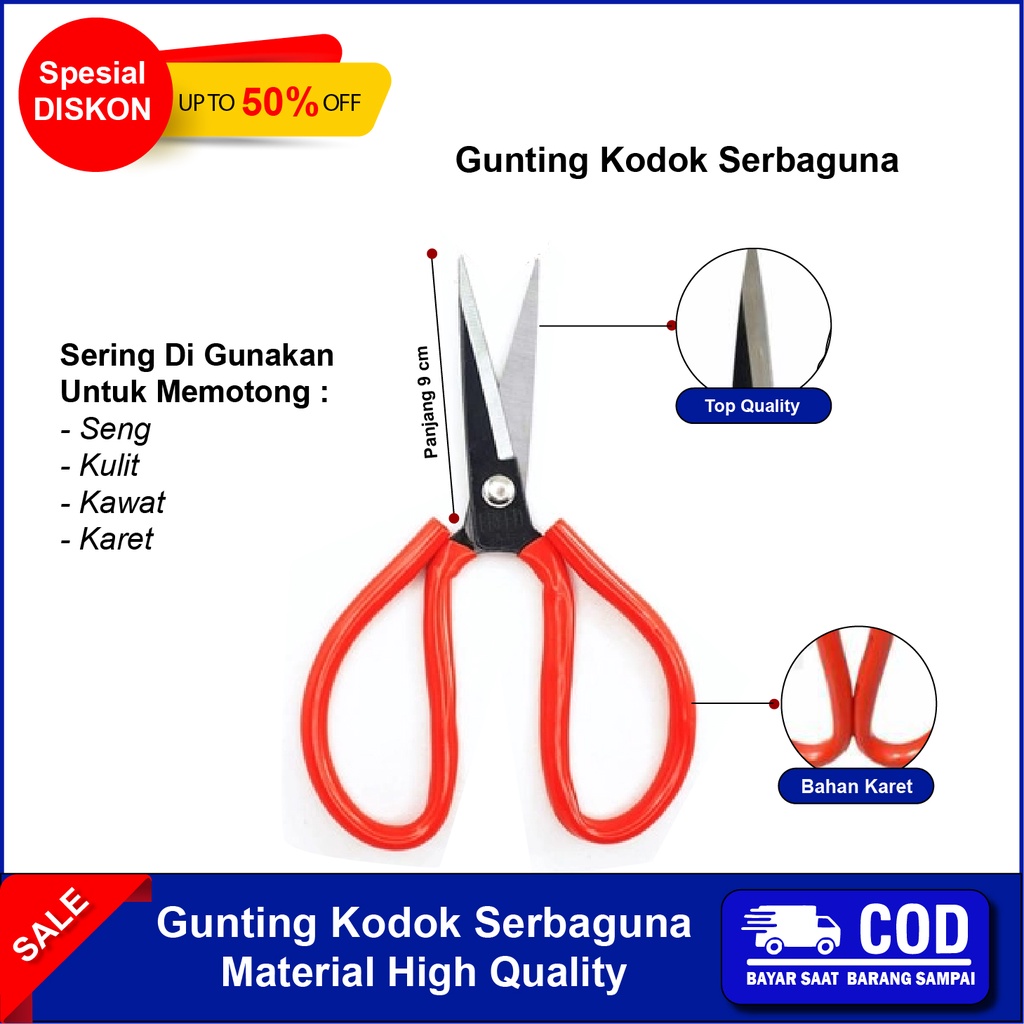 Jual GUNTING KODOK STAINLESS SENG KULIT KARET KAIN GUNTING SERBAGUNA ...