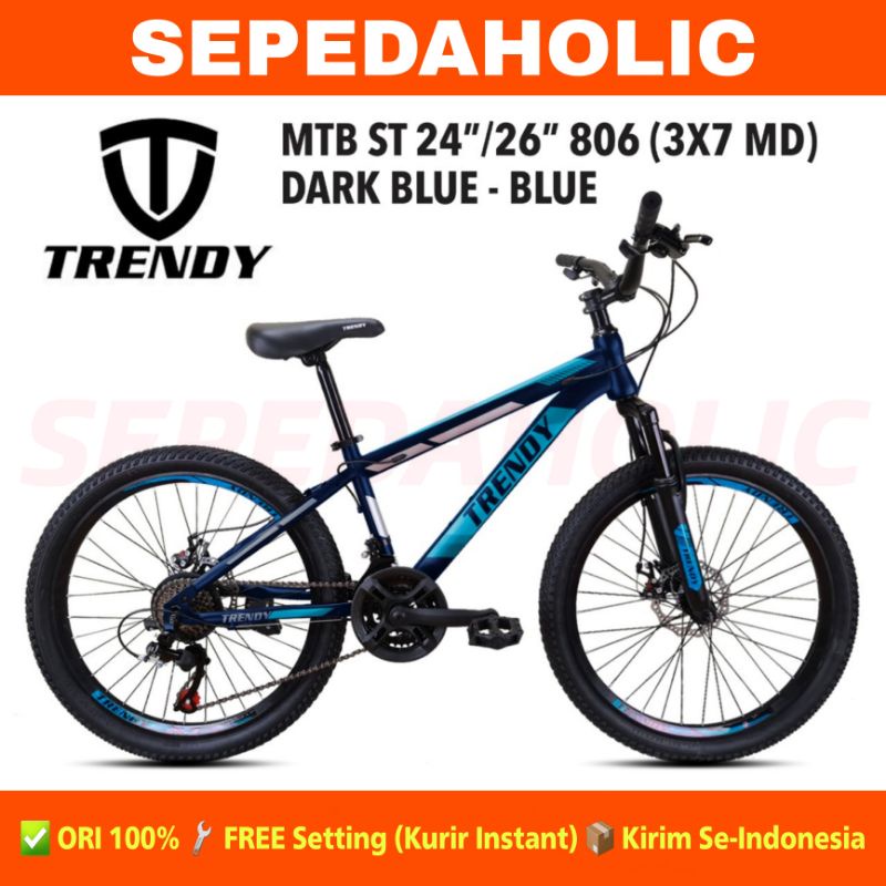 Jual Sepeda Gunung MTB TRENDY 806 Ukuran 24 & 26 Inch 21 Speed Rem Cakram | Shopee Indonesia