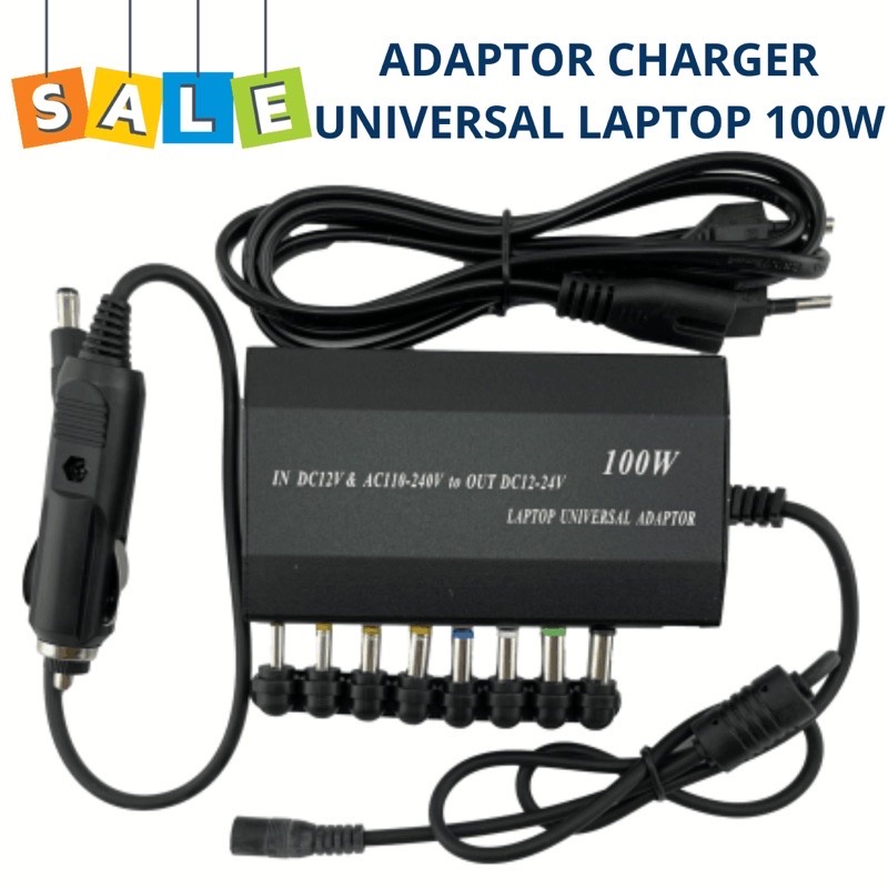 Jual Adaptor universal laptop adaptor 100w combo charger DI mobil 12V ...