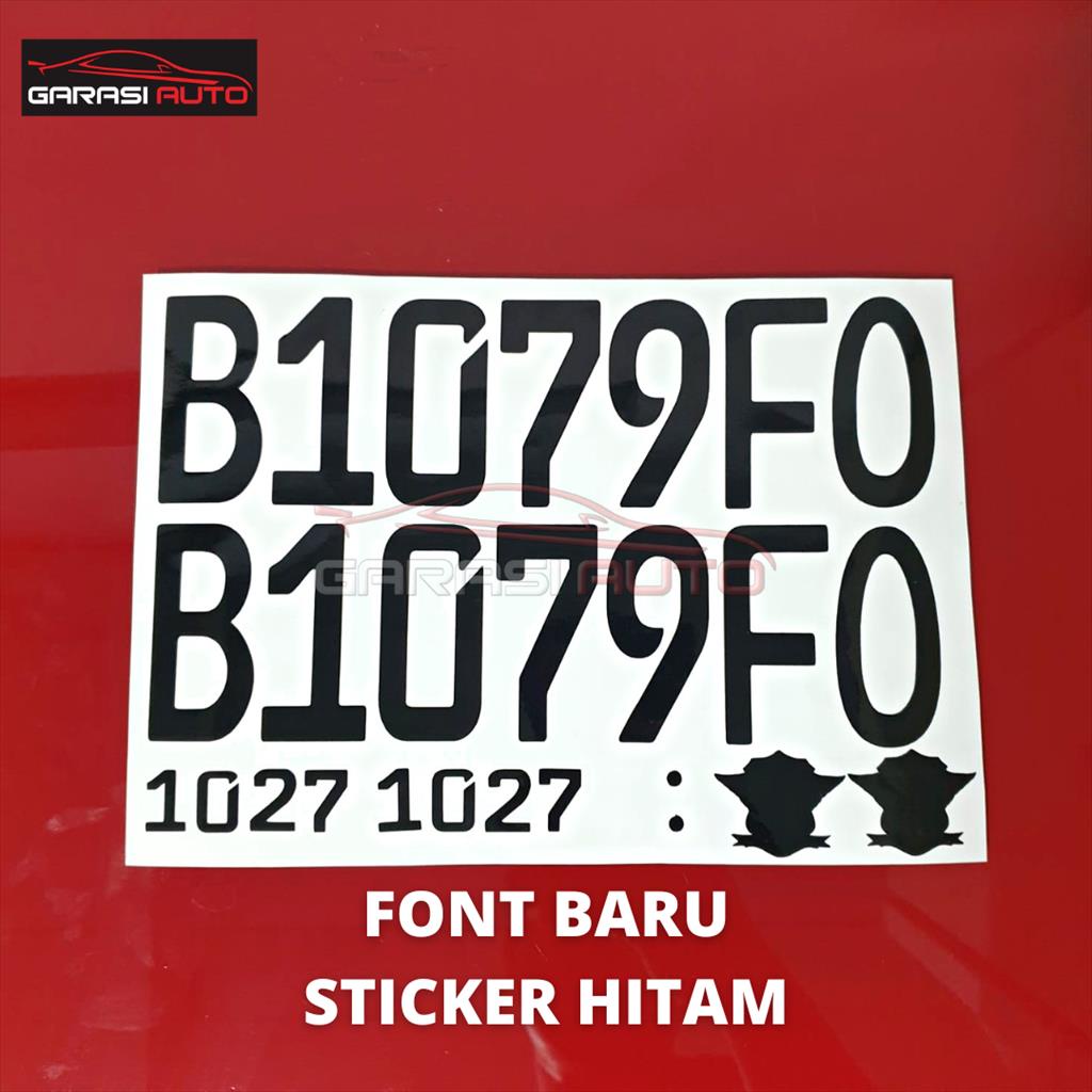 Jual Stiker Plat Nomor Mobil Hitam Sticker Font Terbaru Dasar Putih ...