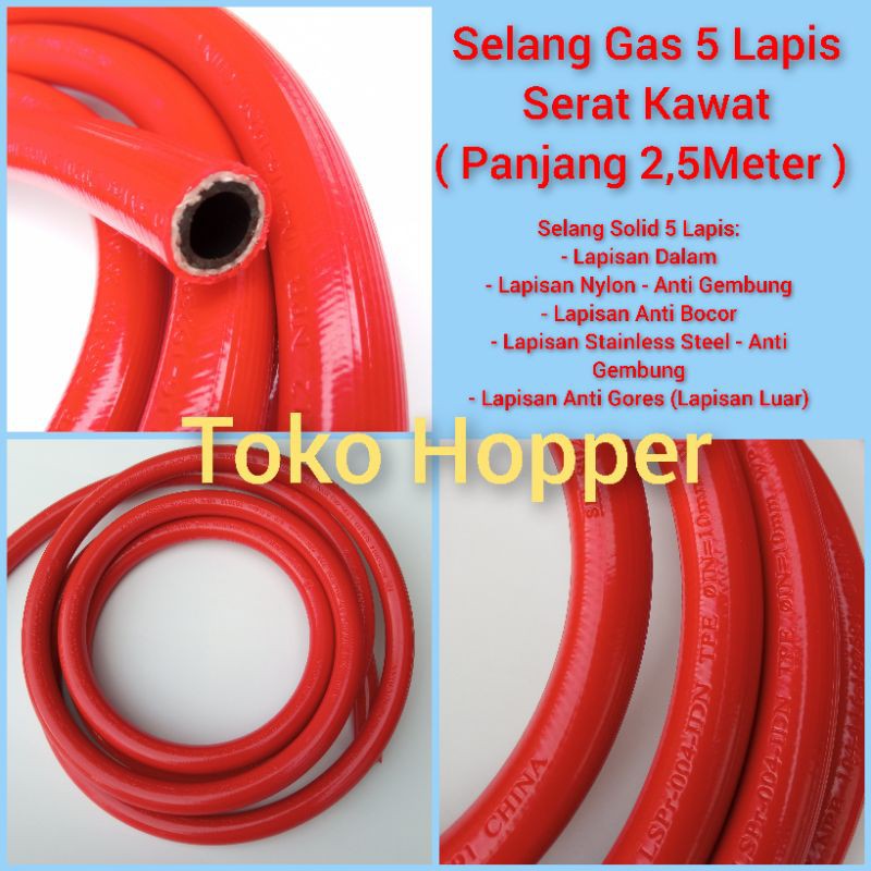 Jual Selang Gas 5 Lapis Serat Kawat Merk Solid Panjang 2,5Meter ...