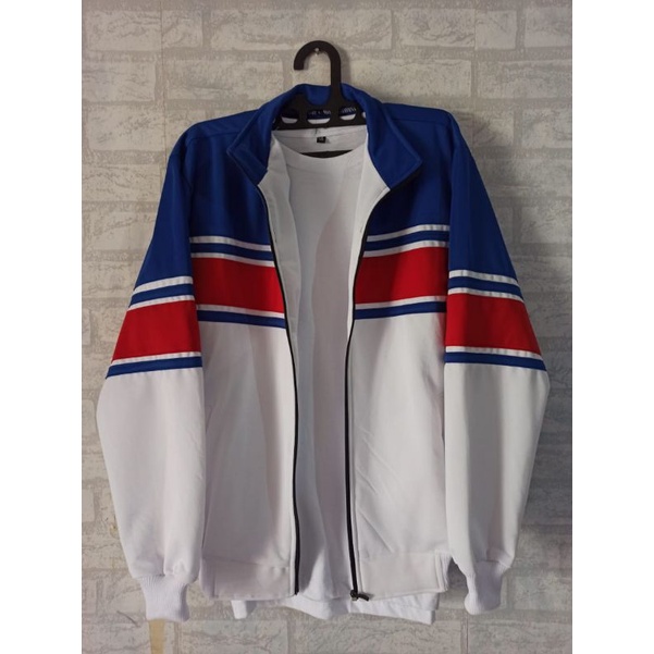 Jual jaket traktop biru/ putih Lis merah | Shopee Indonesia