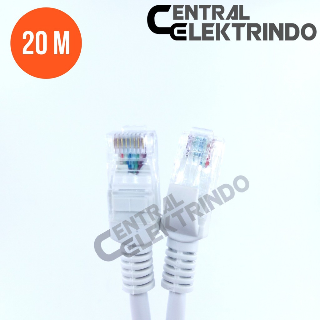 Jual Kabel Lan 20 meter + RJ45 warna putih / kuning Kabel Data RG45 ...