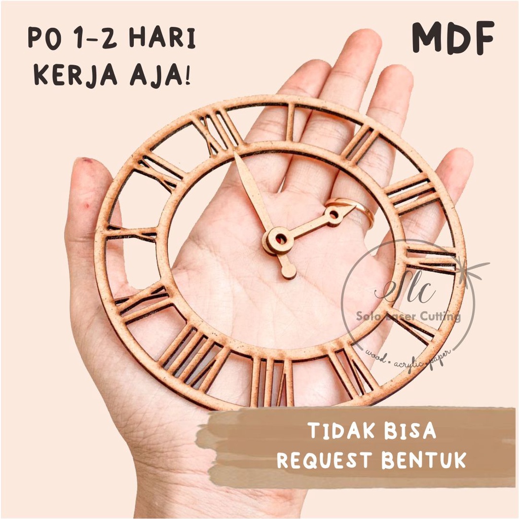 Jual ukiran bentuk jam 12cm Chipboard Jam scrapbook | mdf chipboard ...