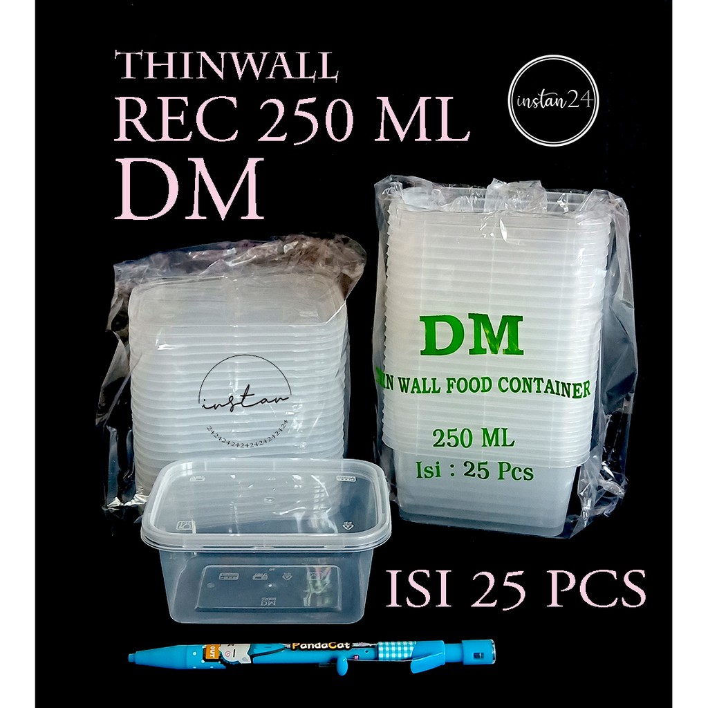 Jual Thinwall / Plastik Food Container Rectangle 250 ml isi 25 pcs | Shopee Indonesia