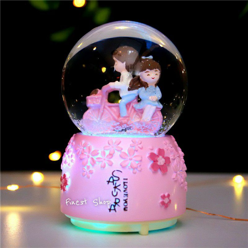 Jual NEW Kotak Musik Couple Snowball Korea JUMBO Moonlight Pajangan ...