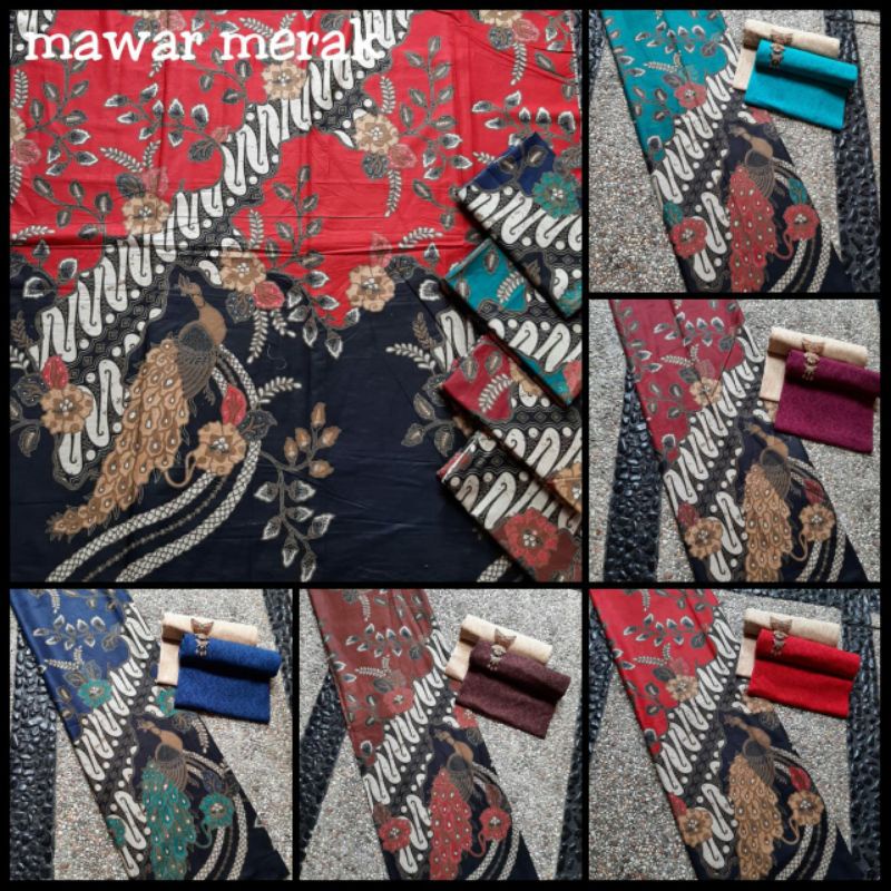 Jual Kain Batik Printing Modern Motif Mawar Merak Kain Meteran Bahan ...