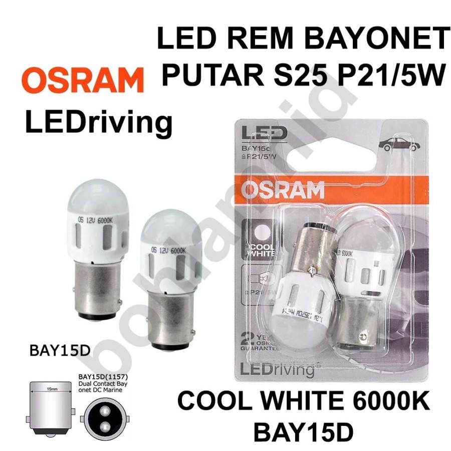 Jual Lampu LED Rem Osram Bayonet S25 P21/5W Bohlam Putih Putar Kaki 2 | Shopee Indonesia