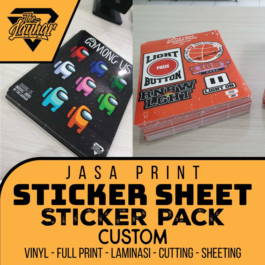 Jual Cetak Sticker Pack Sticker Sheet Custom Vinyl Full Print Laminasi ...