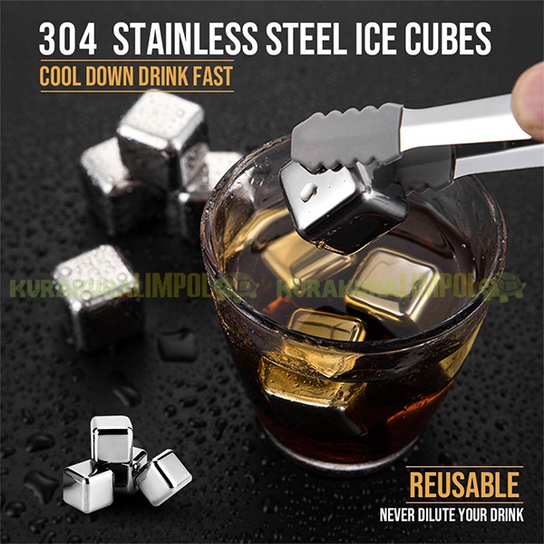 Jual Es Batu Stainless Steel Ice Cubes Reusable Food Grade 304 ...