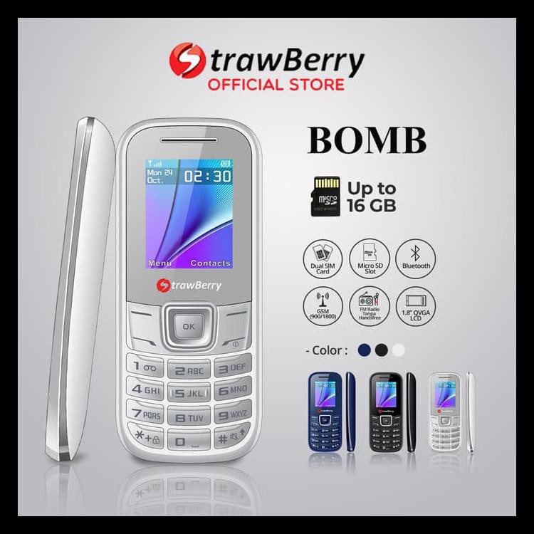 Jual STRAWBERRY – BOMB | HANDPHONE CANDYBAR HP MURAH DUAL SIM BLUETOOTH - BLACK KODE 727 ...