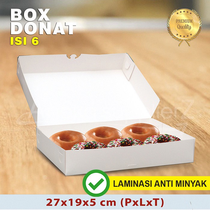 Jual Kotak Box Donut PUTIH - Isi 6 donat (30PC) | Shopee Indonesia