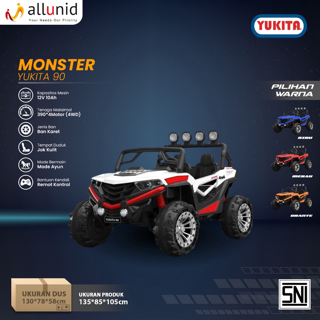 Jual Mainan Anak Mobil Jeep Aki Yukita 90 Monster - Merah | Shopee ...