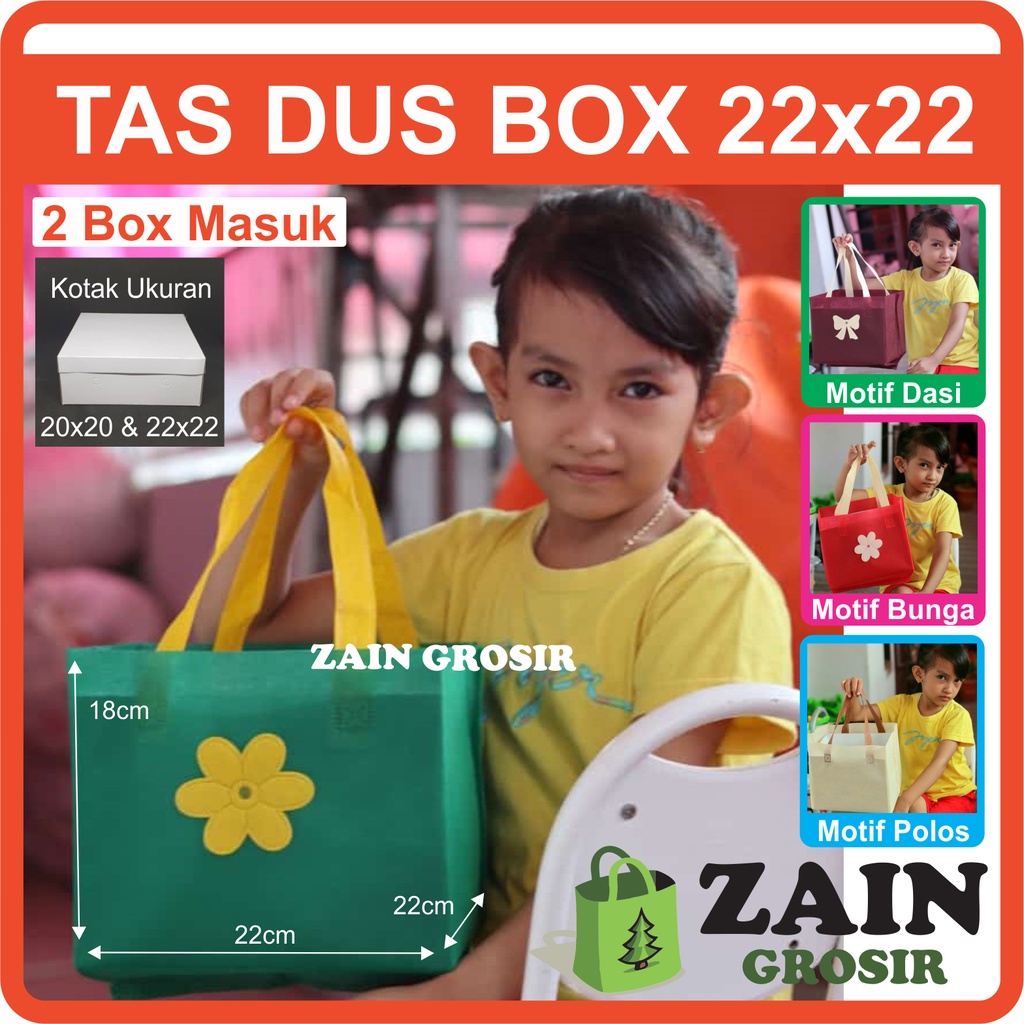 Jual Tas box 22x22 kotak nasi kantong souvenir spunbond press hajat ...