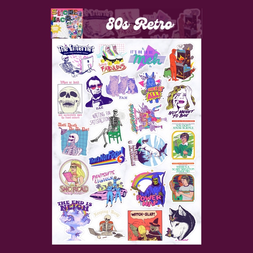 Jual 80s Retro Sticker Sheet | Shopee Indonesia