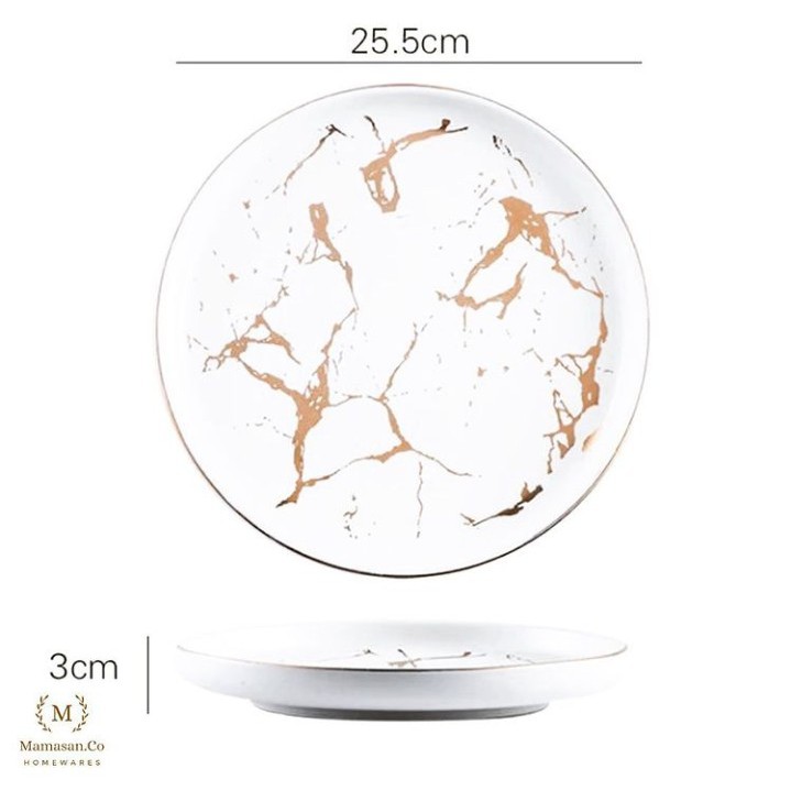 Jual Marble Plate Round Ceramic | Piring Marmer Bulat | Shopee Indonesia