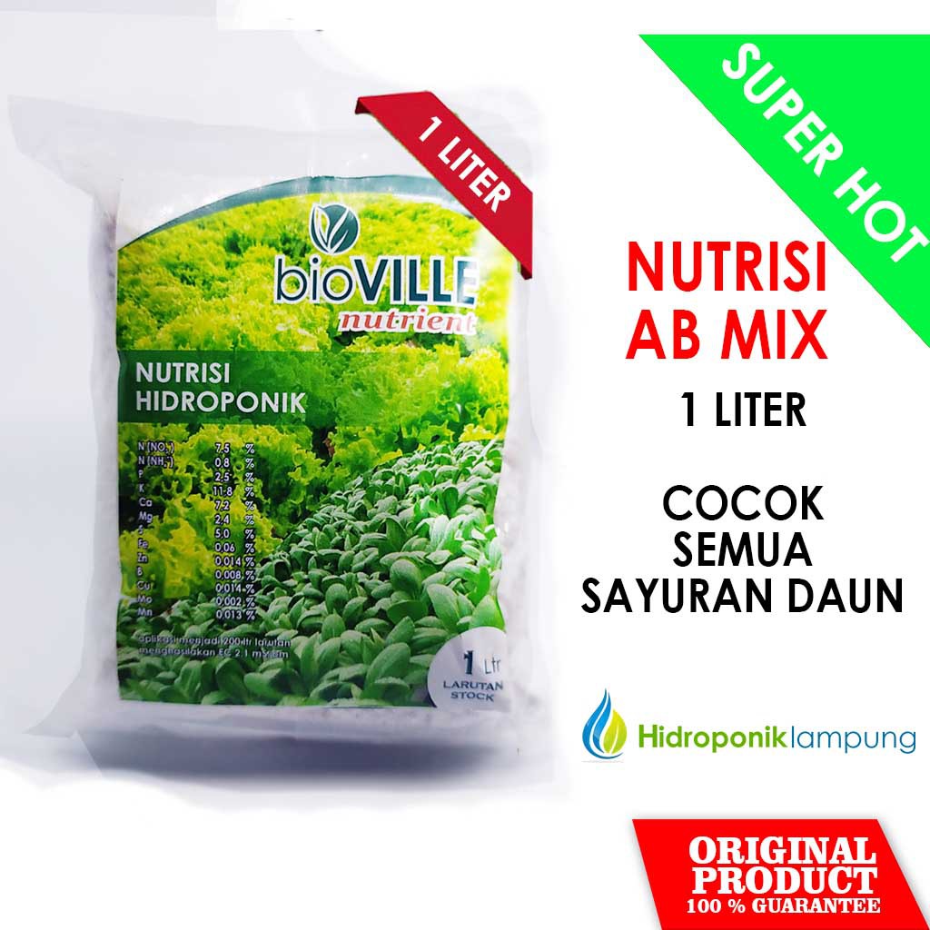 Jual NUTRISI AB MIX HIDROPONIK 1 LITER SAYURAN DAUN | Shopee Indonesia