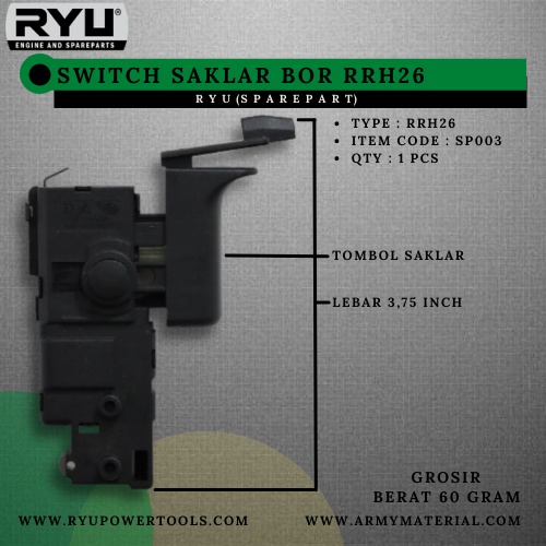 Jual Jual Saklar Mesin Bor Rotary Hammer RRH26 RYU Original Terbaru ...