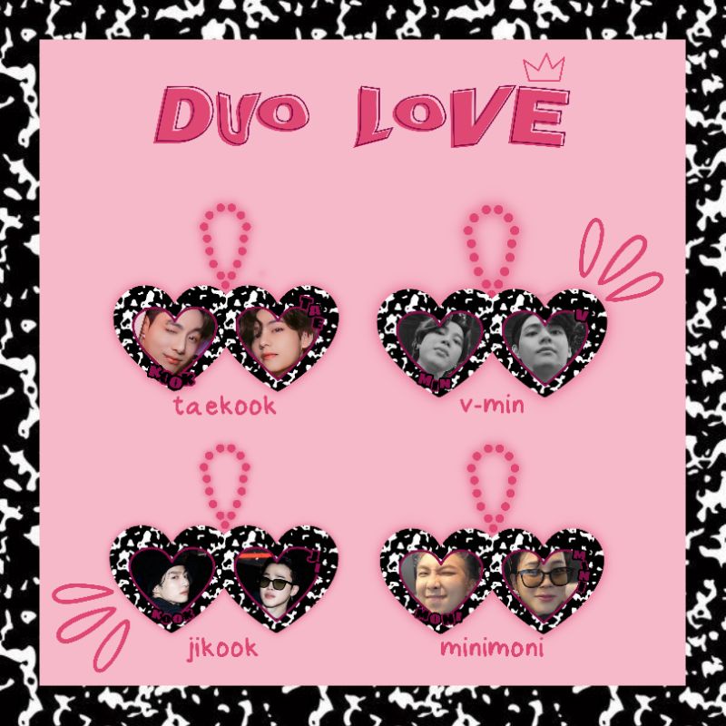 Jual Keychain duo love taekook, jkv, v-min & minimoni | Shopee Indonesia
