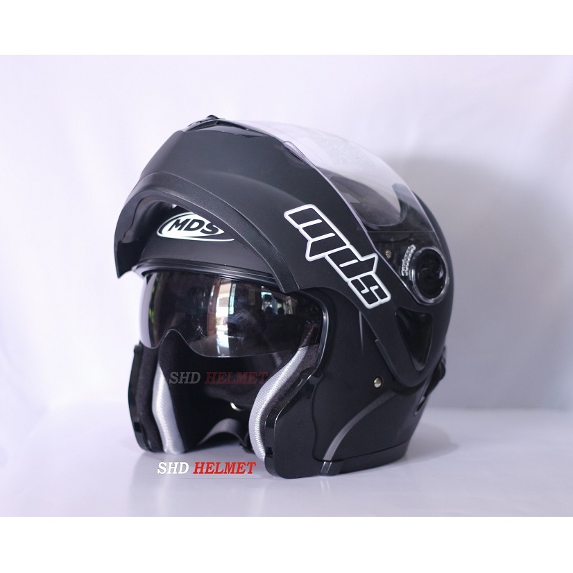 Jual Helm MDS Pro Rider Modular Solid Black Doff Double Visor Original ...